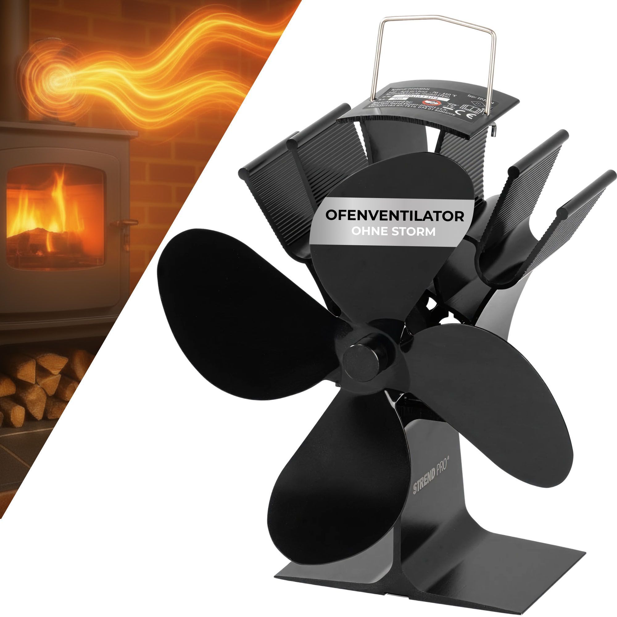 Ventilator Strend Pro, Kamin, Stand, wärmebetrieben, 4-flügelig ...
