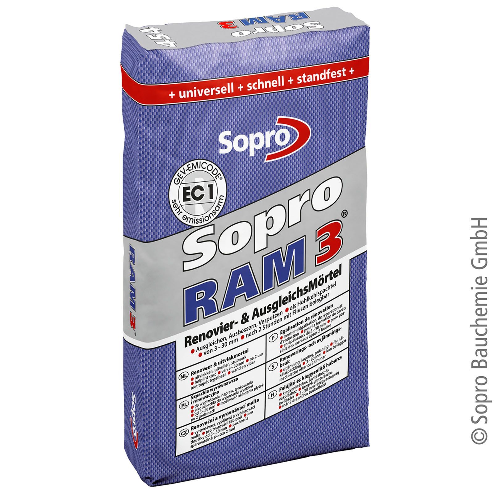 Sopro RAM3 Renovierungsmörtel Ausgleichsmörtel 25kg - Lieferform: 1 ...