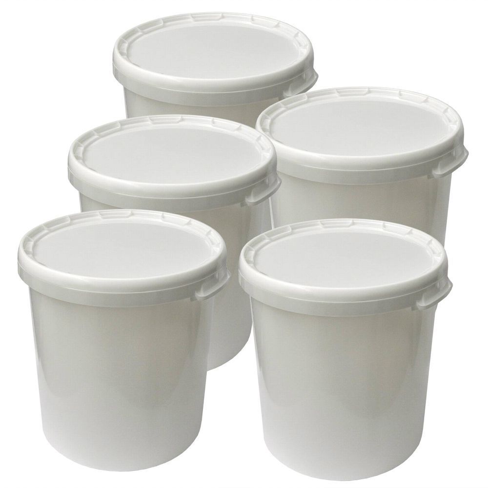 5 x 30 Liter Eimer mit Deckel Bioeimer Kunststoff Farbeimer Honigeimer ...