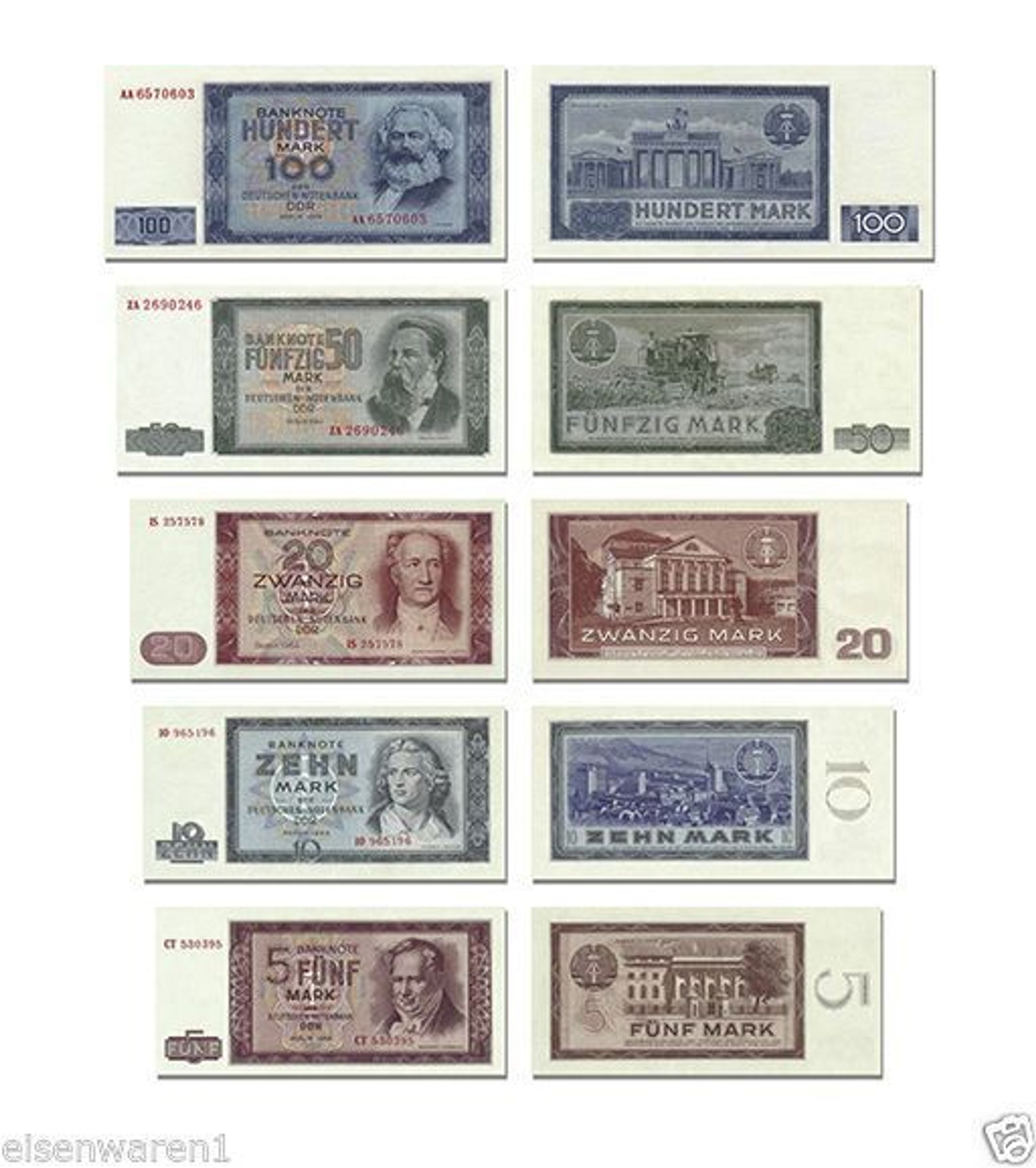 DDR Geldscheine 1964, von 5 bis 100 DDR Mark, TOP Reproduktion kaufen ...