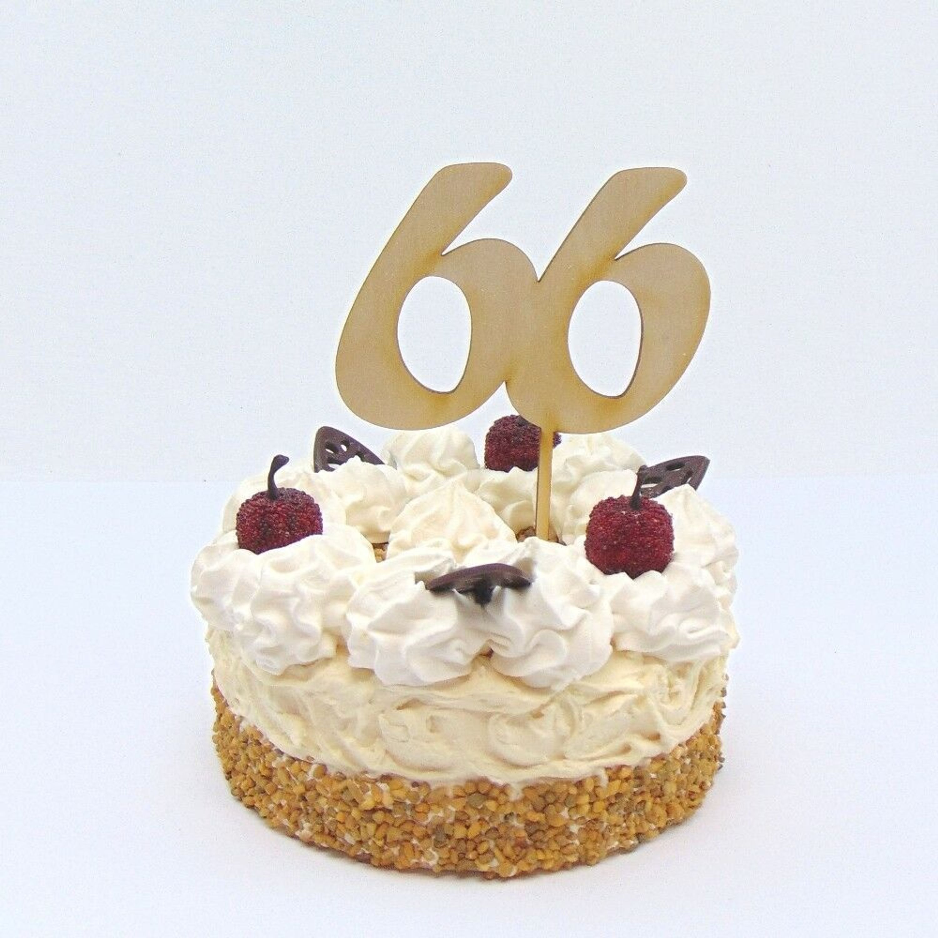 Torten Stecker Zahl zum 66. Geburtstag aus Holz, Cake Topper ...