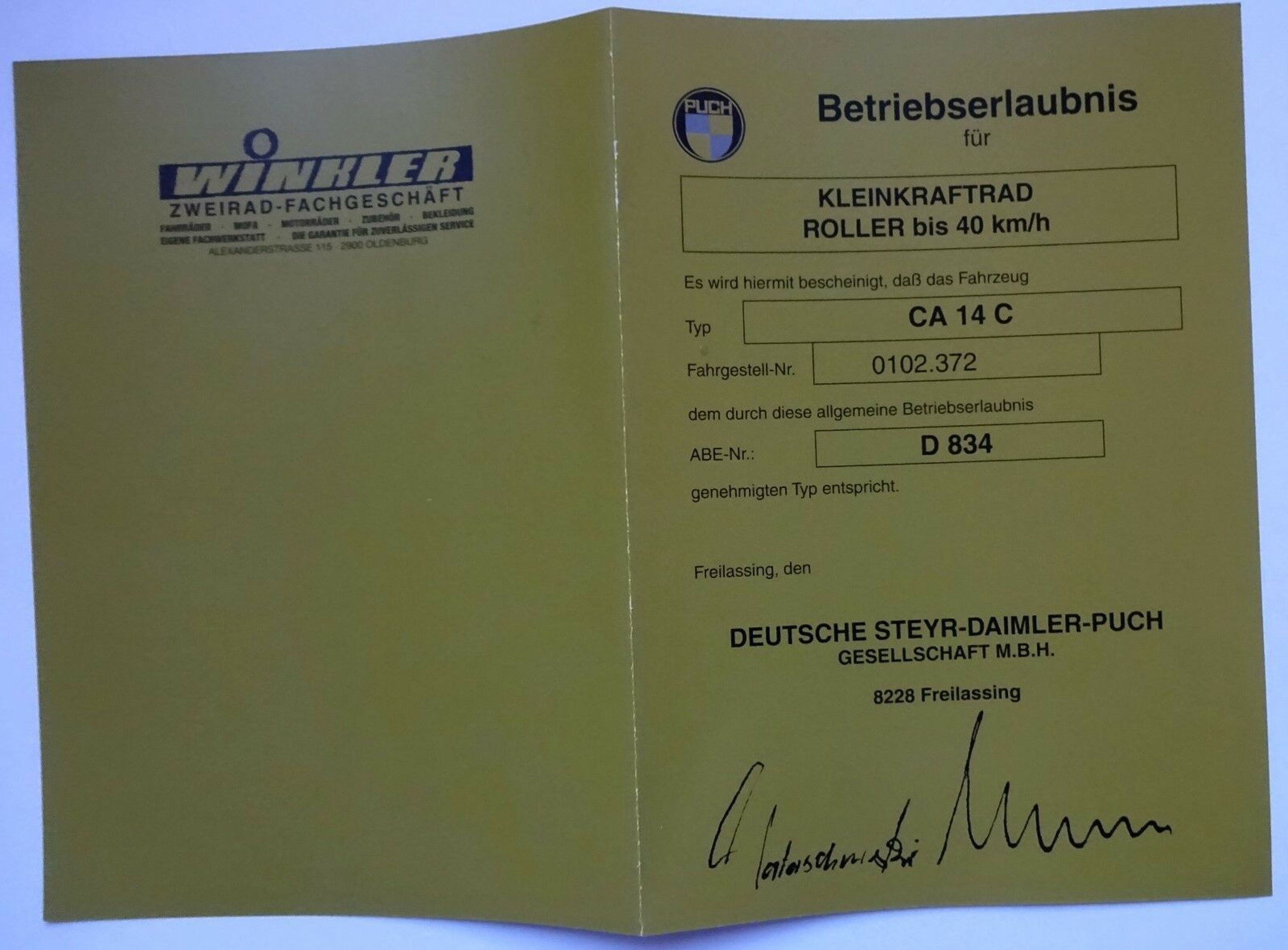 Erstaunlich Betriebserlaubnis Fr Roller Fotos