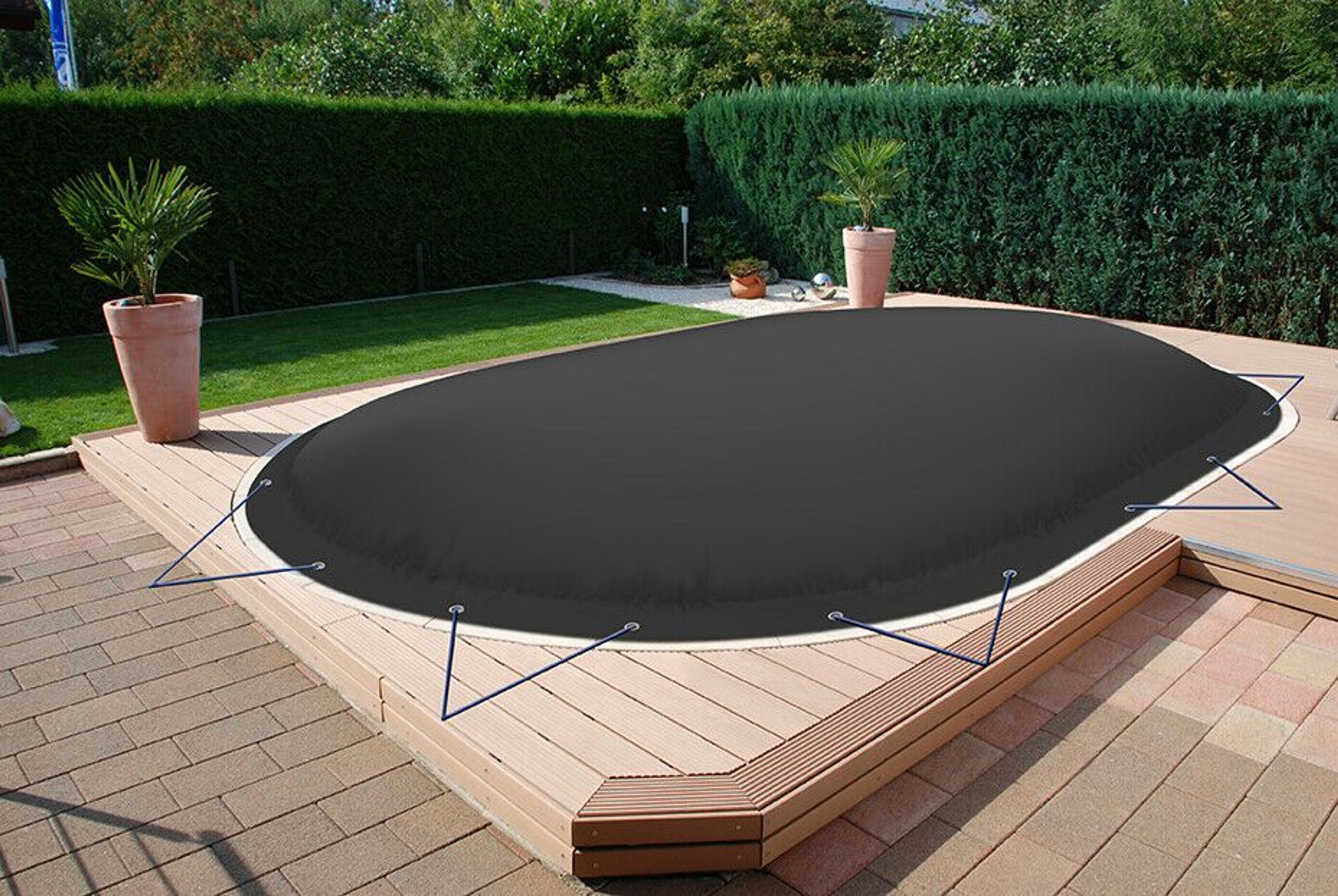 Ovale aufblasbare Poolabdeckung Poolplane aus LKW Plane 680 g/ m² ...