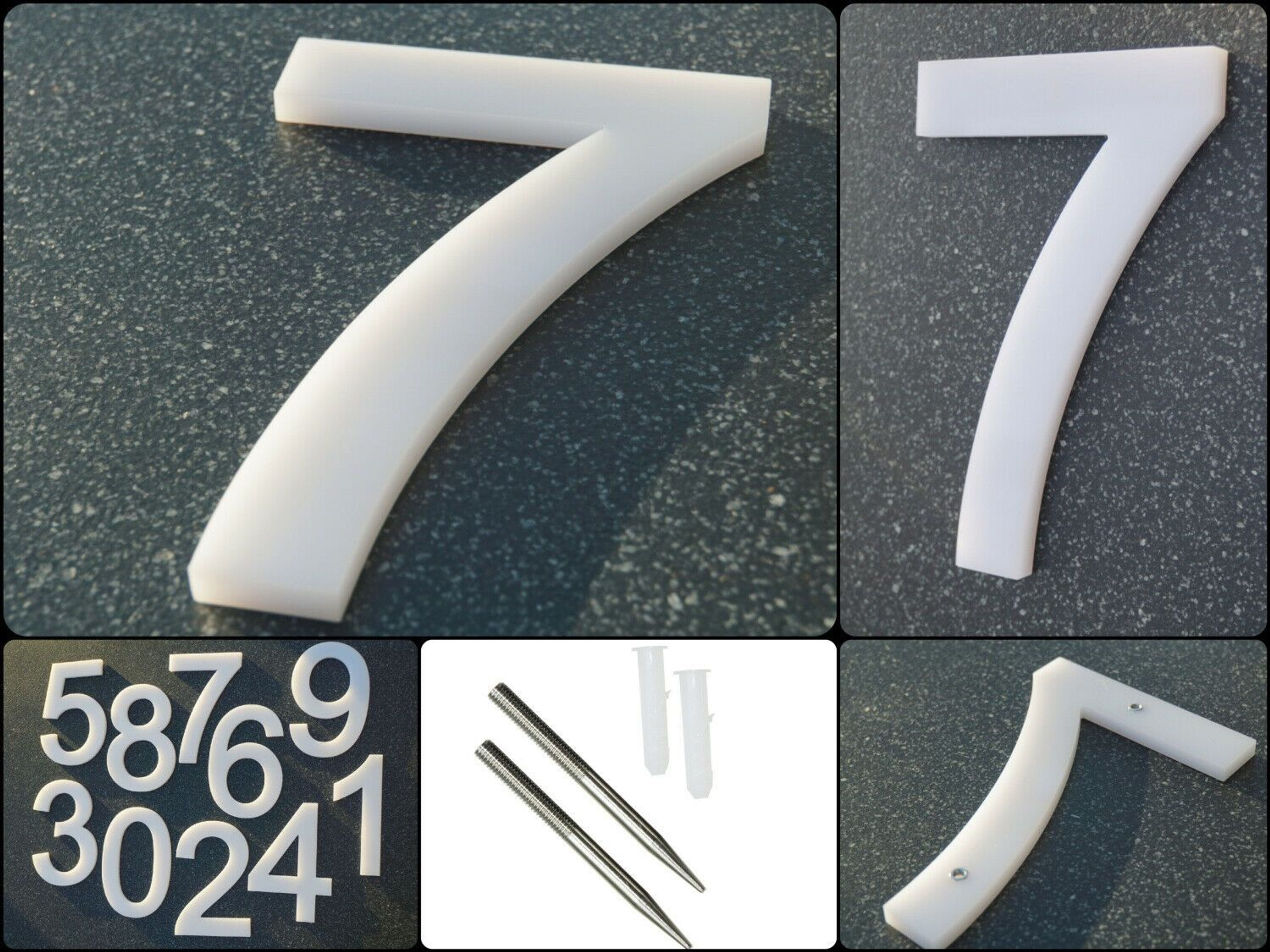 XL Hausnummer Ziffer Nummer Kunststoff Acryl massiv weiß - 20 cm - alle ...