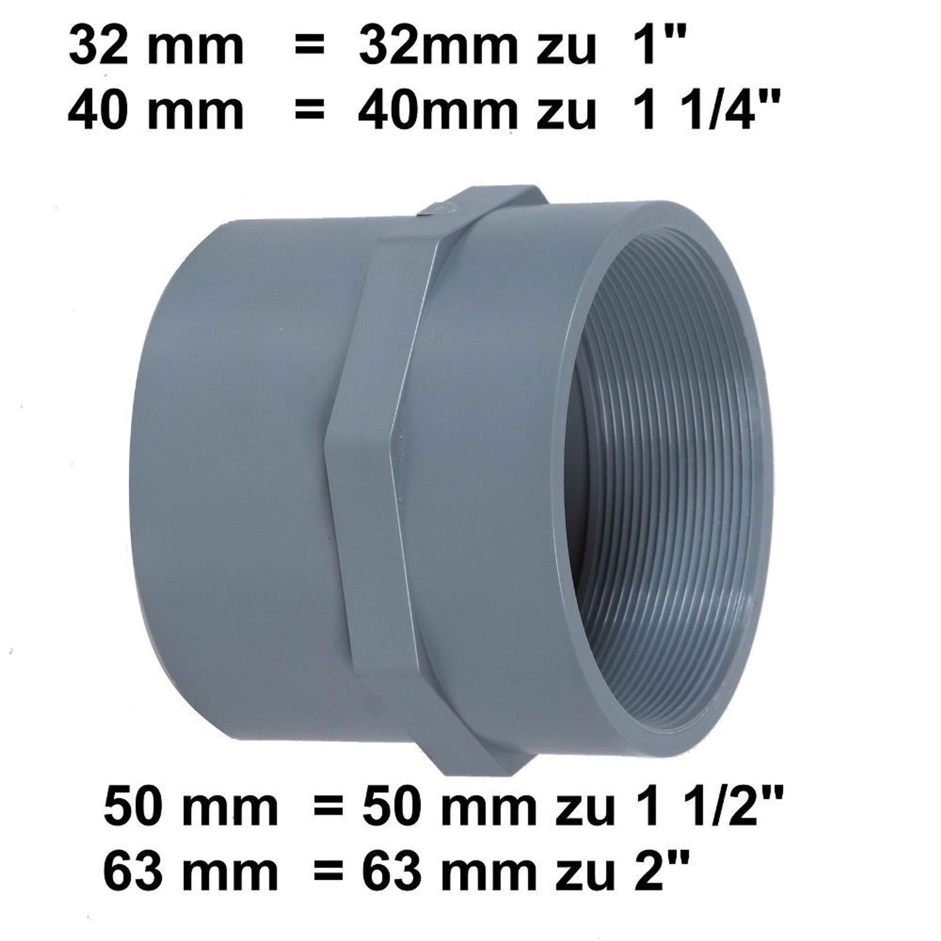 PVC Rohr 32 - 63 mm PVC Verbinder Winkel Kniestück Muffe T-Stück ...