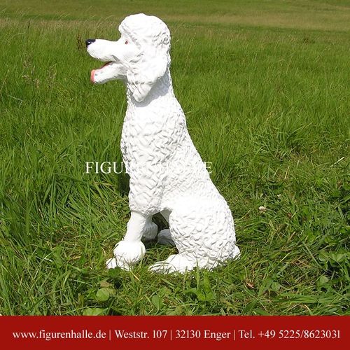 Hund Bello Hundefigur Figur Statue Skulptur Pudel Königspudel weiß ...