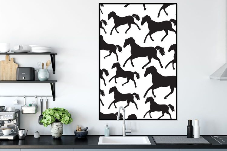 Poster - 80x120 cm - Pferde - Weiß - Scherenschnitt kaufen bei Hood.de