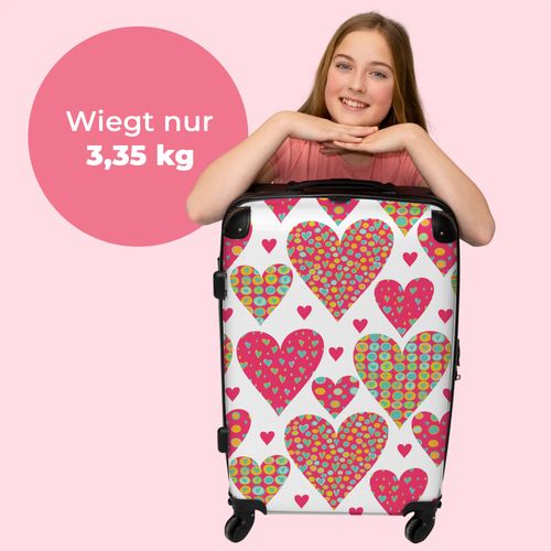 Großer Koffer - 90 Liter - Muster - Herzen - Rosa - Mädchen - Trolley ...