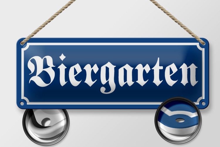 Blechschild Biergarten 27x10 cm Ausschank von Bier Brauer Deko Schild ...