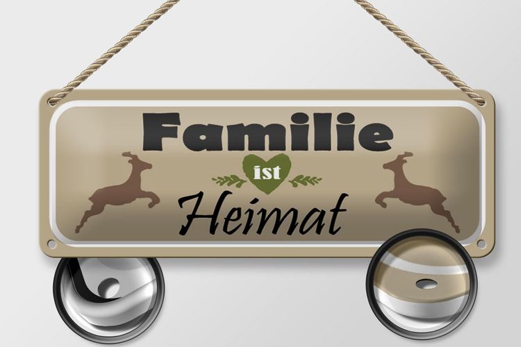 Blechschild Spruch 27x10 cm Familie ist Heimat Metall Deko Schild tin ...