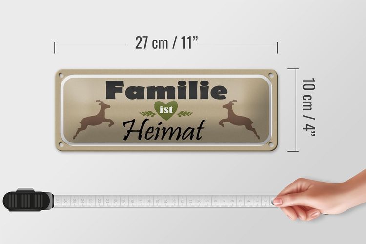 Blechschild Spruch 27x10 cm Familie ist Heimat Metall Deko Schild tin ...