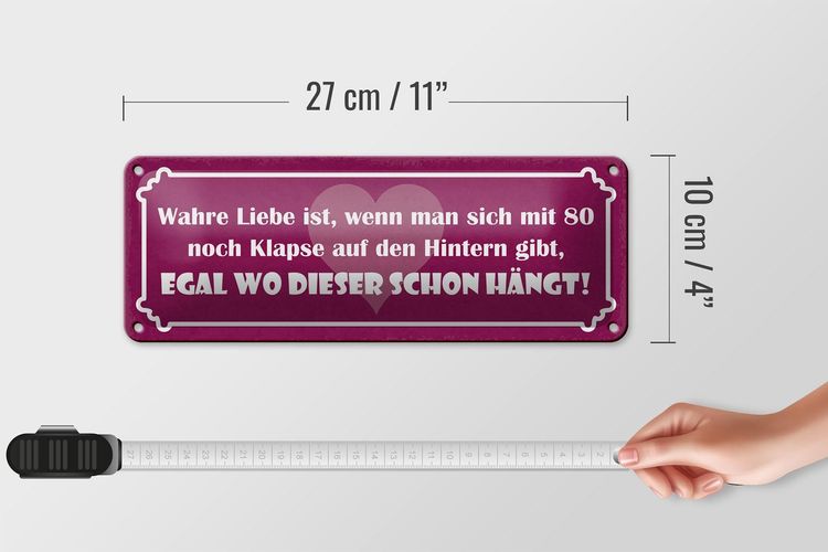 Blechschild Spruch 27x10 cm Liebe mit 80 Klapse auf Hintern Deko Schild ...