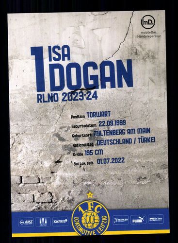 Isa Dogan Autogrammkarte 1 FC Lokomotive Leipzig 2023-24 Original ...