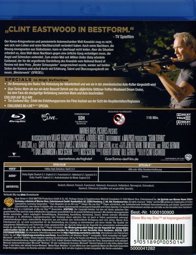 Gran Torino (Blu-ray) - PLAION GmbH 1000100900 - (Blu-ray Video / Drama ...