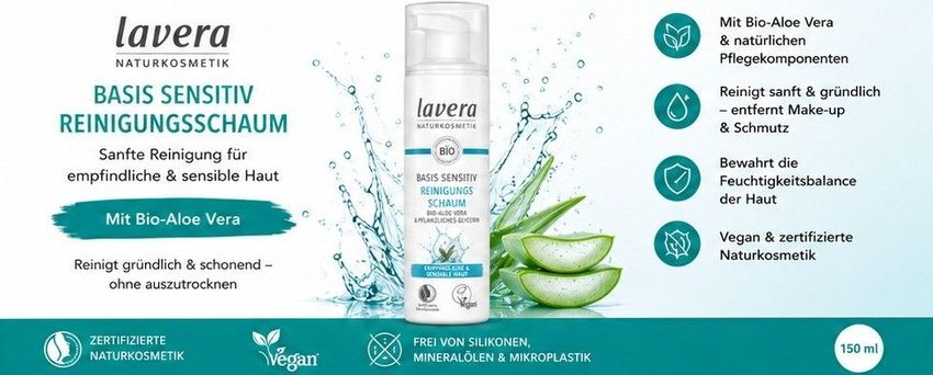 lavera Basis Sensitiv Reinigungsschaum 150 ml Bio-Aloe Vera vegan ...