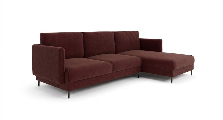 Ecksofa Designersofa HELMER Stoff Baloo Bordeauxrot Ottomane Rechts ...