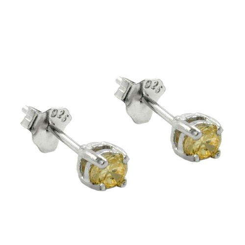 Ohrstecker Ohrring 3x3mm Glasstein rhodiniert gelb-citrin Glas 925 ...