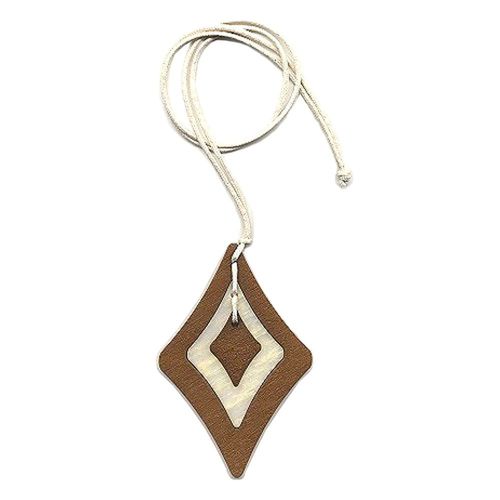 Kette 115x75 Kunststoff Rhombus braun-beige Kordel beige-natur 90cm ...