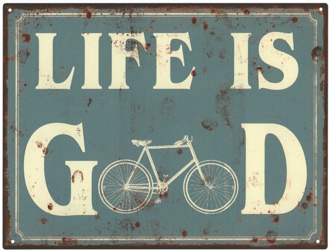 Deko Blechschild Sprüche Life is Good Leben 25x33 Vintage Design Metall ...