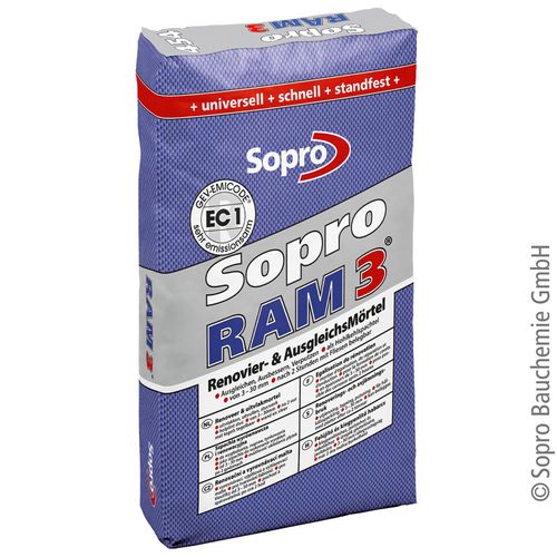 Sopro RAM3 Renovierungsmörtel Ausgleichsmörtel 25kg - Lieferform: 1 ...