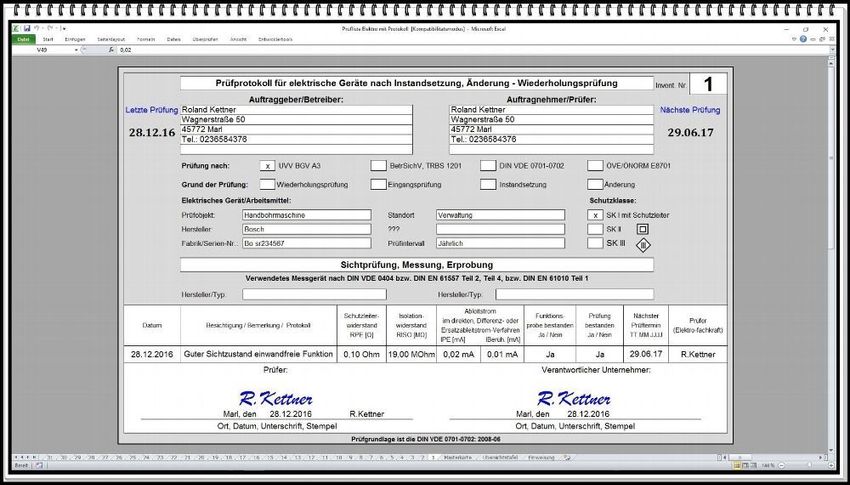 Prüfbuch Prüffristen Protokoll für Elektrogeräte UVV BGV A3 DGUV 3 4 VDE 0702 kaufen bei Hood.de