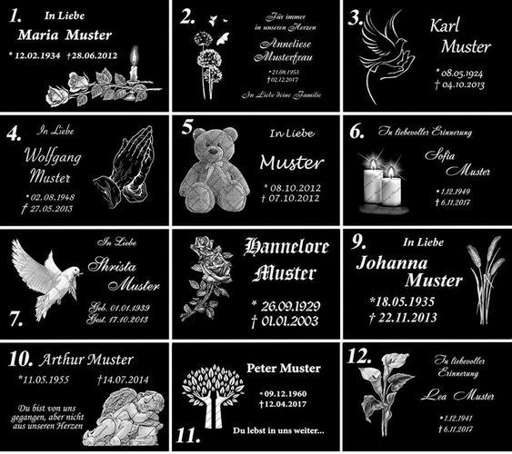 Grabstein Grabplatte inkl. Inschrift und Motiv ca.20x15x1cm mit der ...