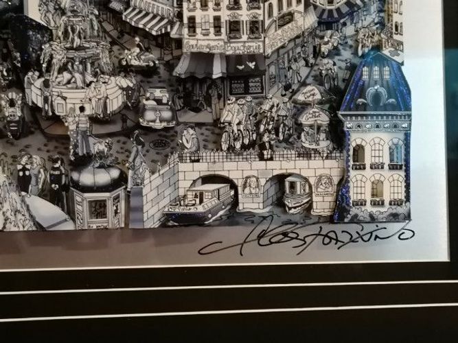 Pop Art 3D Bild Charles Fazzino Midnight in Paris in AP blue (nur max ...